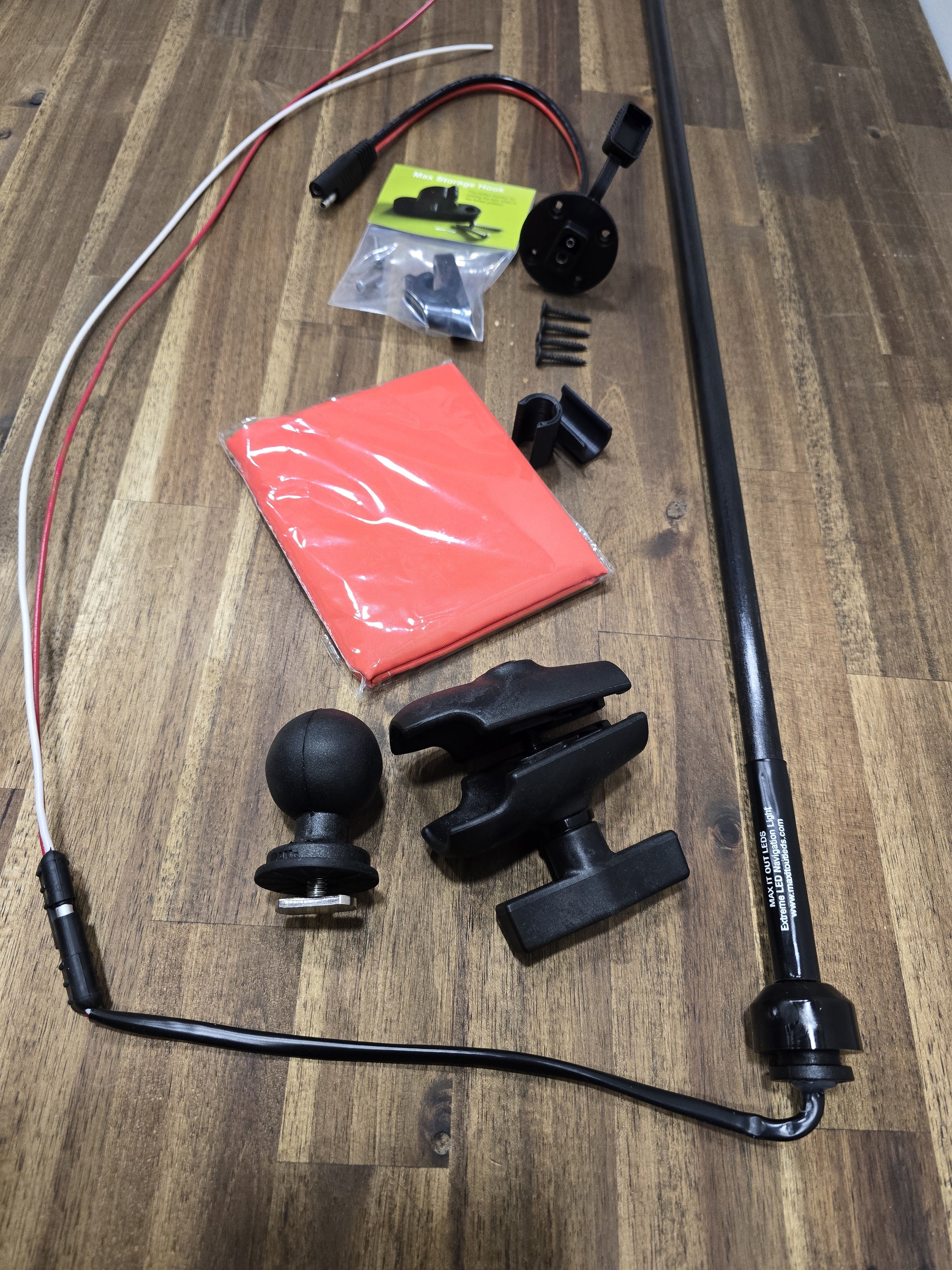 Kayak Extreme Navigation Light and Flag Package with T-lock Rail Mount ...